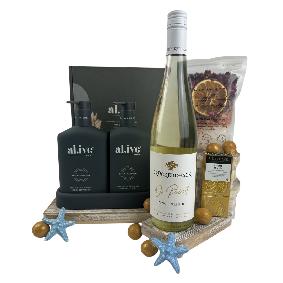 Al.ive for Her Hamper | Pamper Hamper with Pinot Grigio – Sunshine ...