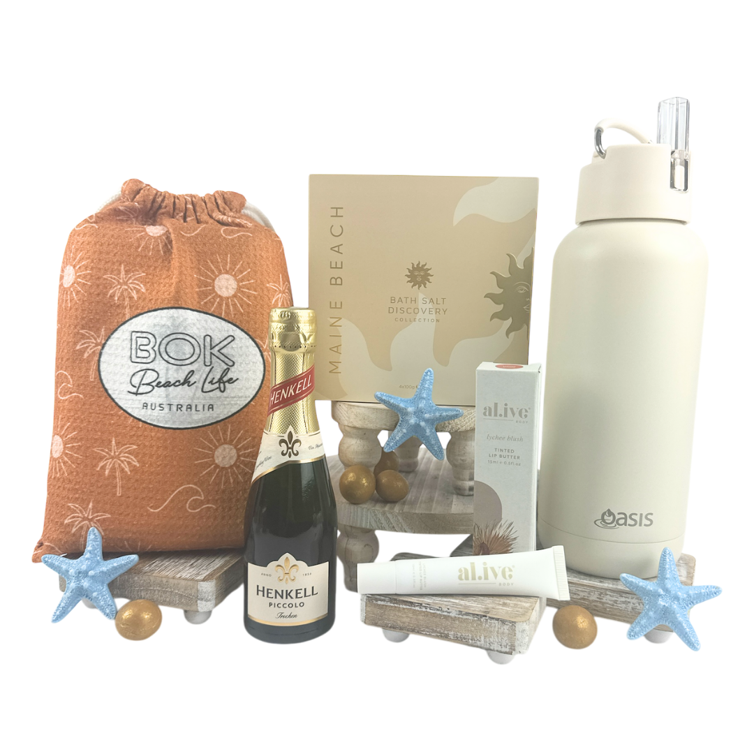Sunset Rituals Hamper | Relaxation Gift with Beach Towel & Sparkling ...